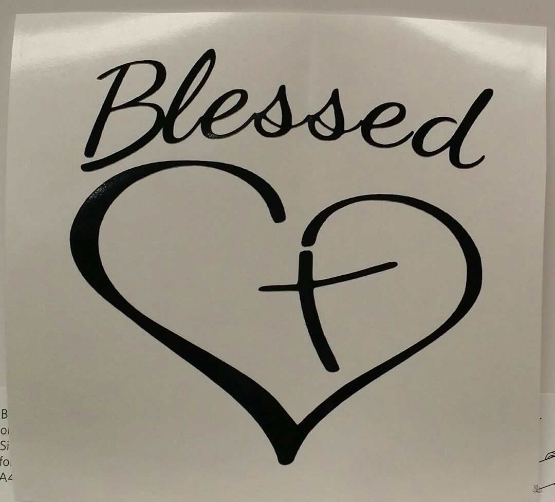Blessed Heart and Cross - Vinyl Decal- Yeti Decal - Car Decal Sticker ...