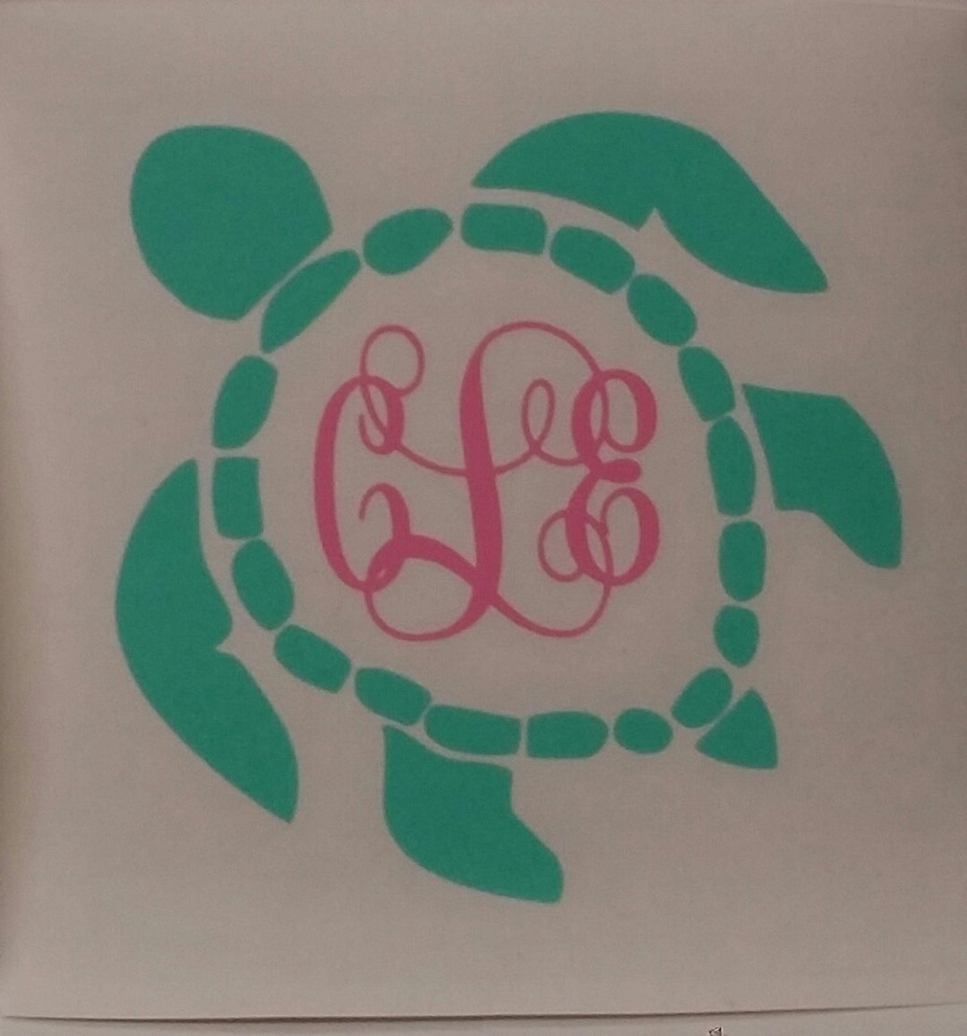 Monogram Turtle Vinyl Decal Sticker/turtle/monogram/yeti Decal/car ...
