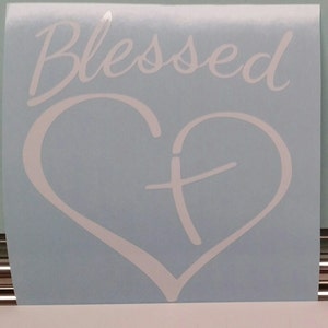 Blessed Heart and Cross - Vinyl Decal- Yeti Decal - Car Decal Sticker ...