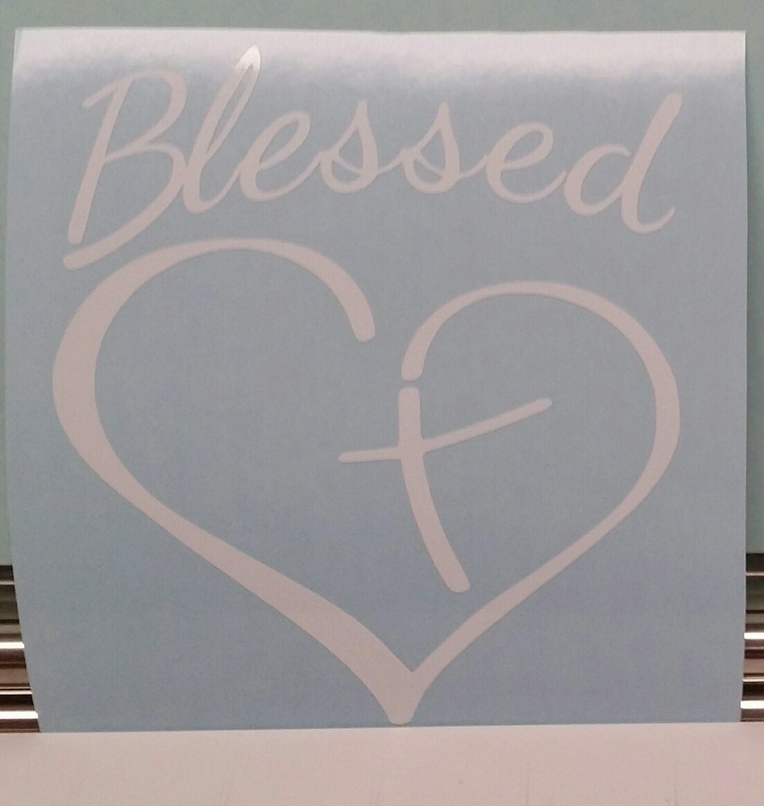 Blessed Heart and Cross - Vinyl Decal- Yeti Decal - Car Decal Sticker ...