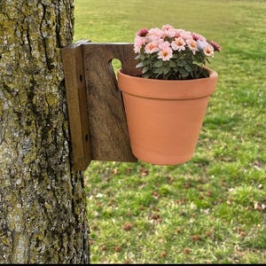 6" Hanging Wooden Single Clay Pot Hanger - Rustic Home Decor - Etsy