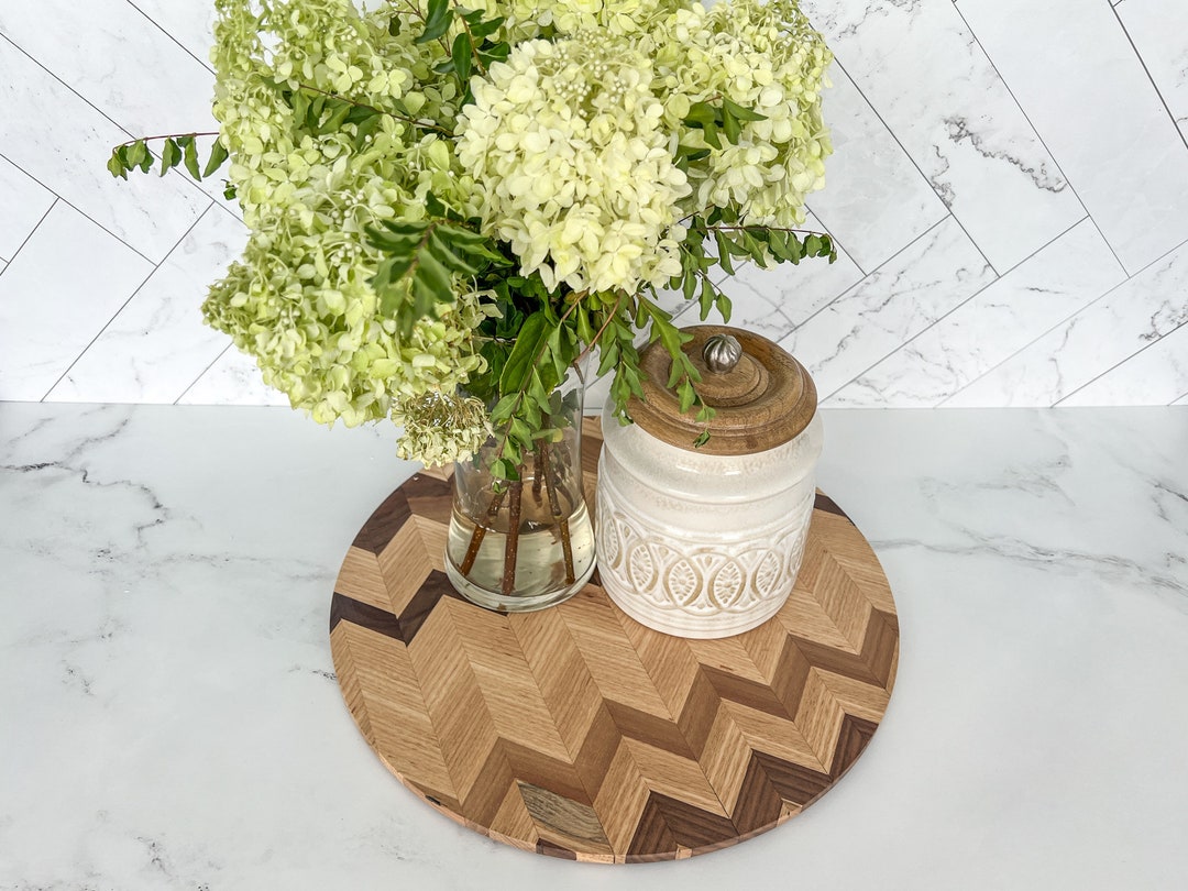 Chevron Wood Table Centerpiece: Handmade Decorative Platter - Etsy