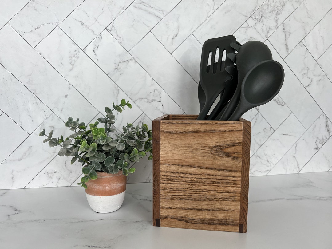 Wood Utensil Holder – Many Color Options – Utensil Storage – Cooking ...
