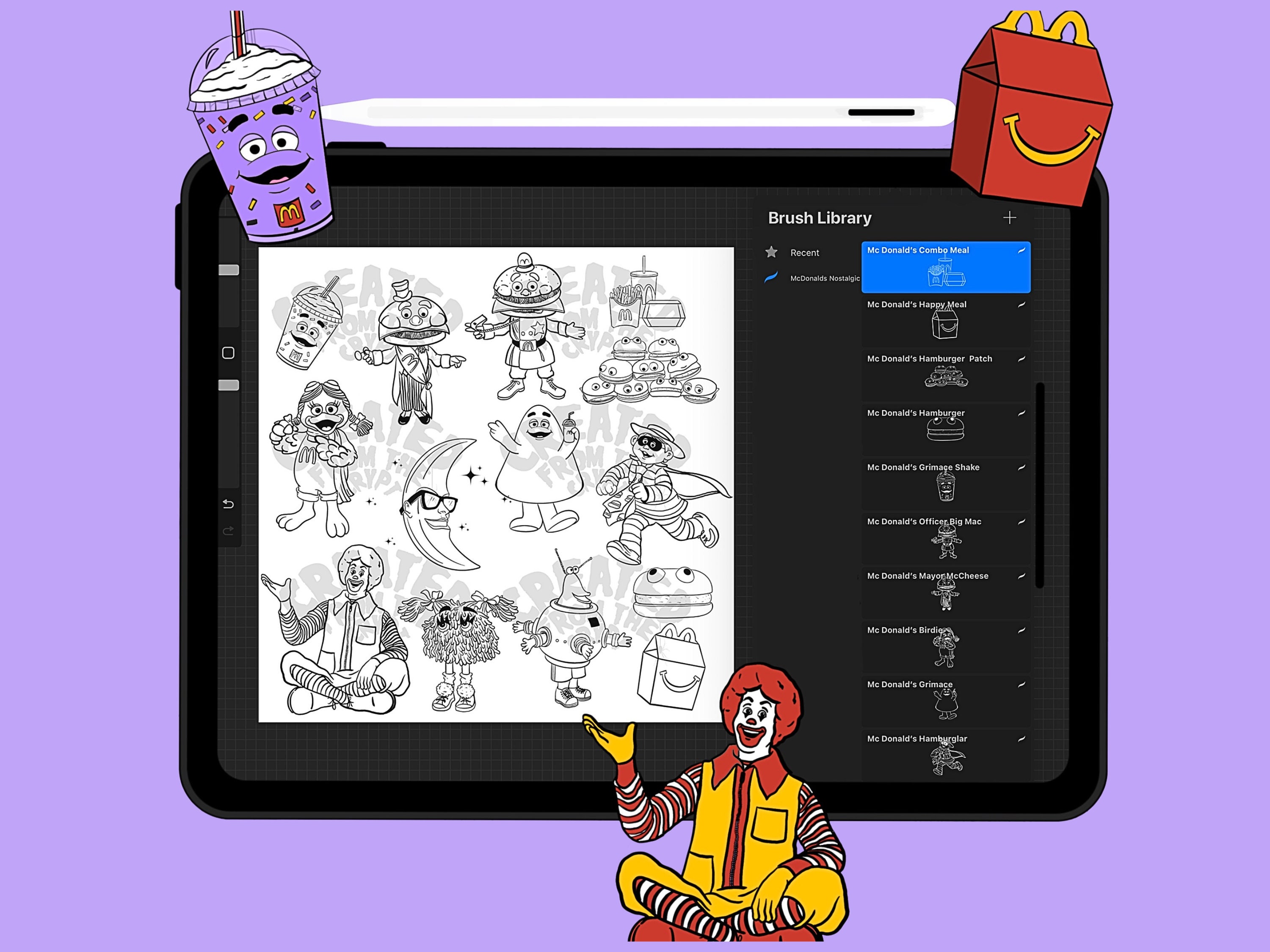 41 Piece Procreate Mcdonald’s Stamp Set - Etsy