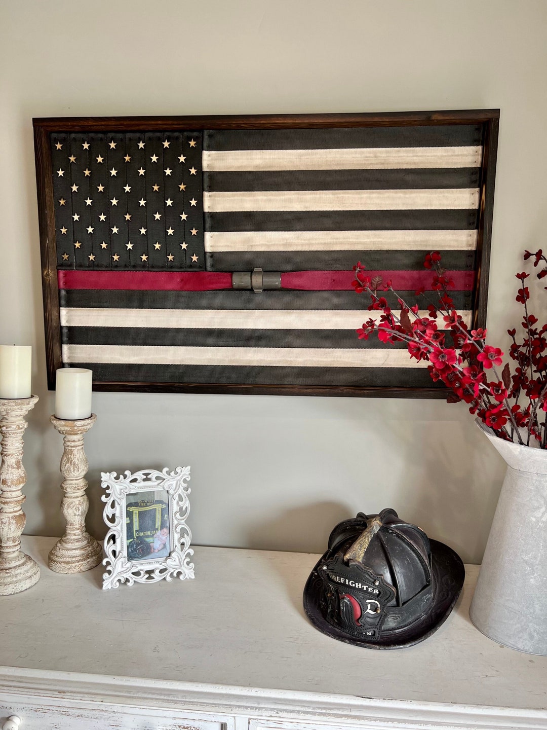Thin Red Line Fire Hose Flag - Etsy