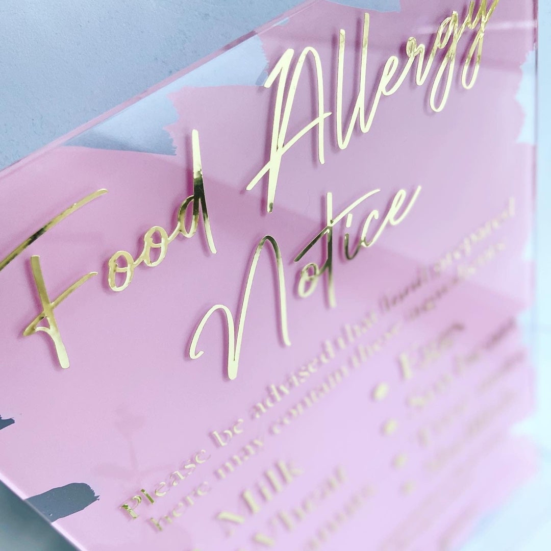 Food Allergy Notice A4 Acrylic Freestanding Hand Painted Shop Sign ...