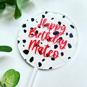 Personalised Dalmatian Print Acrylic Cake Topper Party Celebration ...