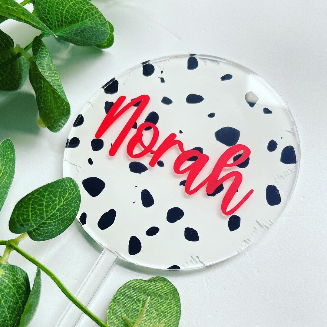 Personalised Dalmatian Print Acrylic Cake Topper Party Celebration ...