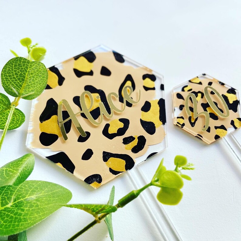 Personalised Leopard Print Cake Topper Safari Jungle Animal - Etsy UK