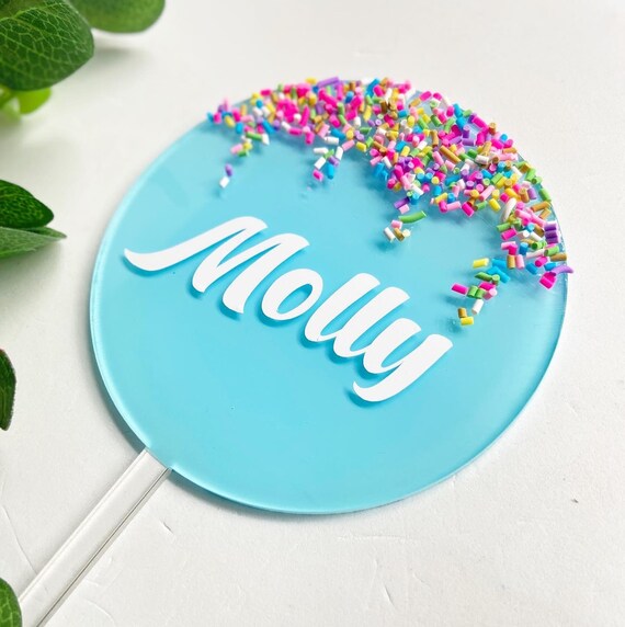 Personalised Sprinkle Acrylic Cake Topper Sprinkles Ice Cream - Etsy