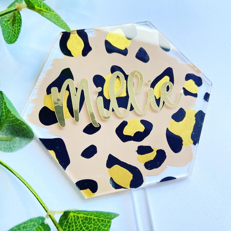 Personalised Leopard Print Cake Topper Safari Jungle Animal - Etsy UK