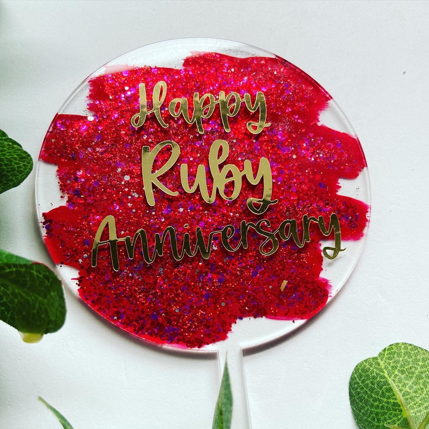 Personalised Red Glitter Acrylic Cake Topper Birthday Cake - Etsy