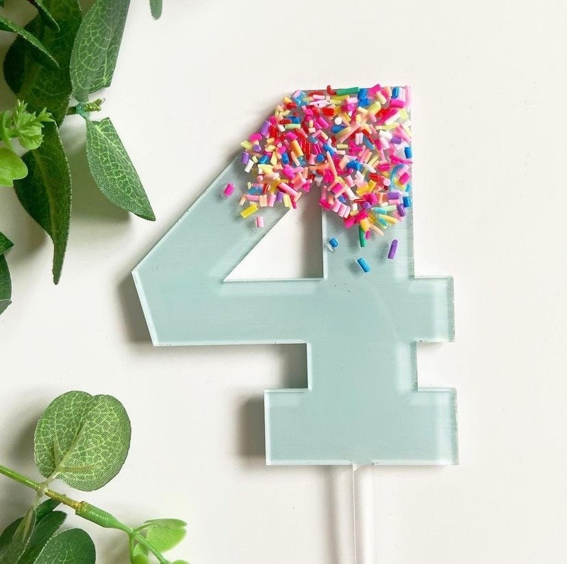 Hand Painted Number Cake Topper: Sprinkles Birthday Party Decor - Etsy