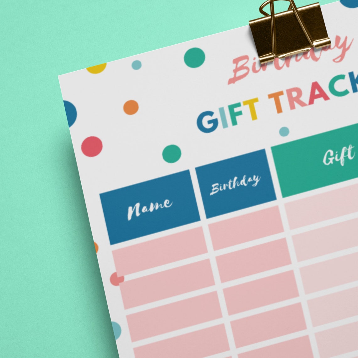 Printable PDF Birthday Gift Tracker A4 Planner Party List - Etsy