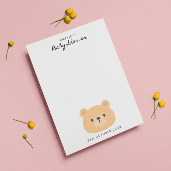 Personalised Printable Teddy Bear Fingerprint PDF Guest Book - Etsy