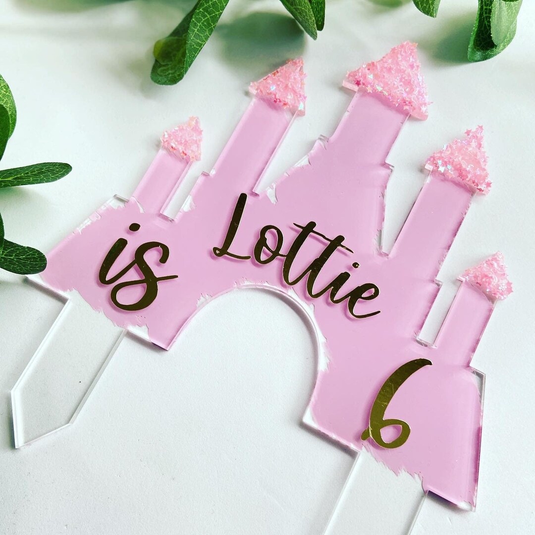 Personalised Castle Acrylic Cake Topper Sprinkles Disney Inspired ...