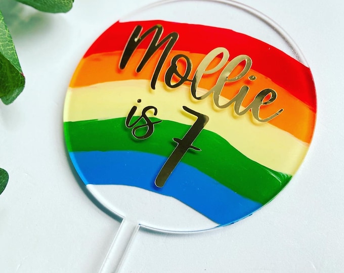 Rainbow Birthday Cake Topper Kids Birthday Bunting Bakeware Rainbow Art ...