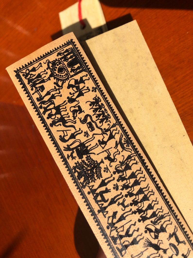 Palm Leaf Bookmark Set of 2 Warli Hand Painted Indian Orissa Tala ...