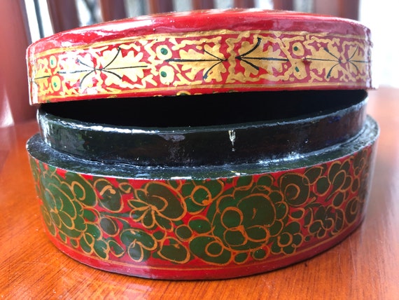 Kashmiri Paper Mache Box Green and Gold Home Decor-indian - Etsy