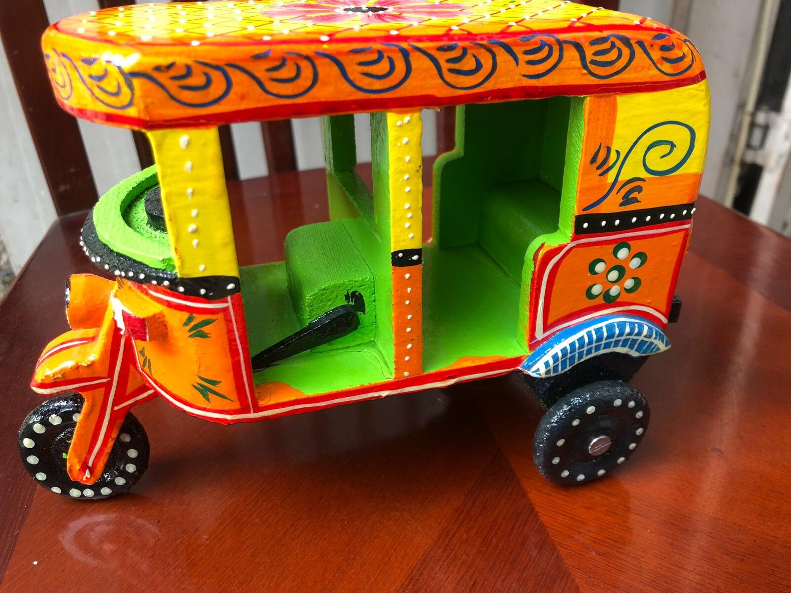 Indian Auto Rickshaw Hand Painted Wood/wooden Traditional Transport ...