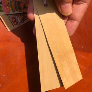 Palm Leaf Bookmark Set of 4 Small Colorful Hand Painted Indian Orissa ...