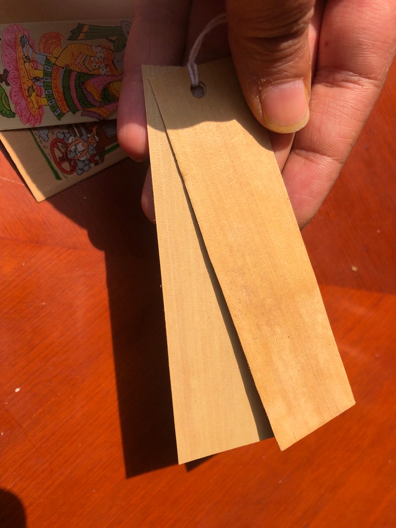 Palm Leaf Bookmark Set of 4 Small Colorful Hand Painted Indian Orissa ...