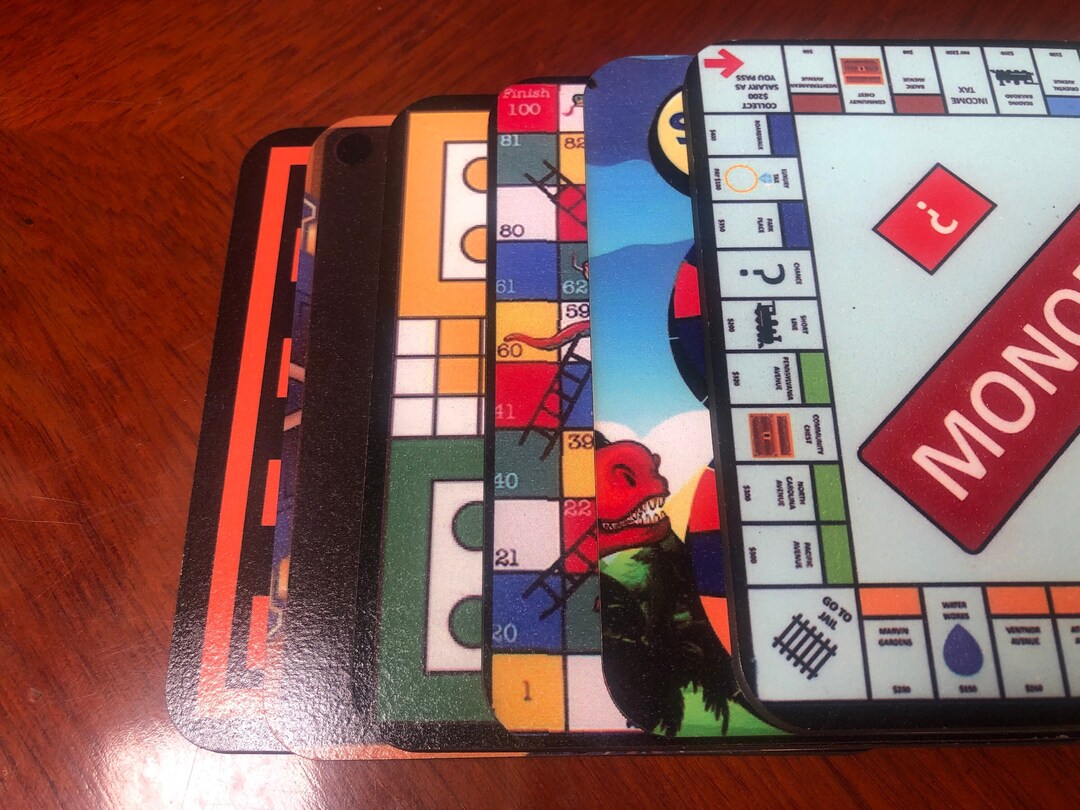 Board Game 6 Wood Coasters With Stand. Beautiful Colorful Board Game ...