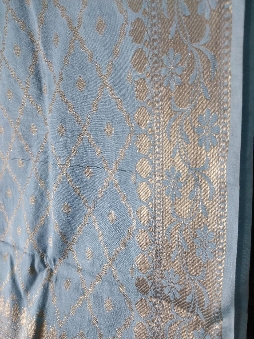 Light Blue Gold Banarasi Baby Blue Gold Dupatta Scarf Chunni Stole ...
