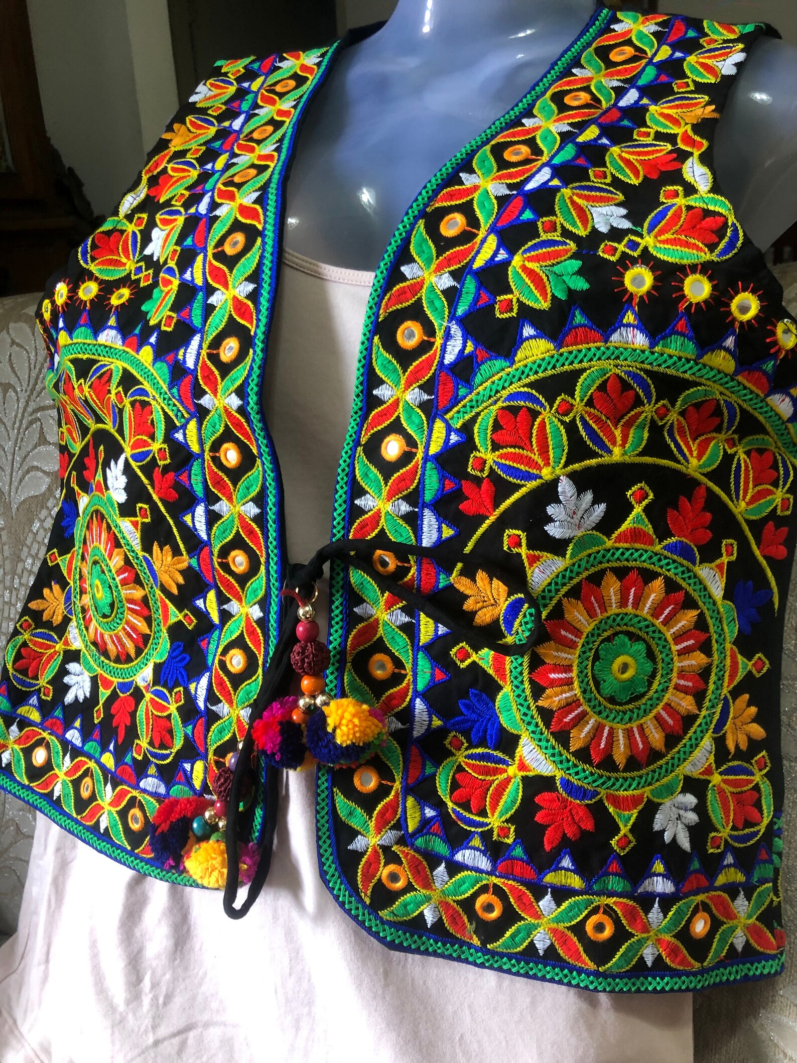 Mirror Work Embroidery Vest Waist Coat Traditional Ethnic Indian Hand ...