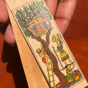 Palm Leaf Bookmark Set of 4 Small Colorful Hand Painted Indian Orissa ...