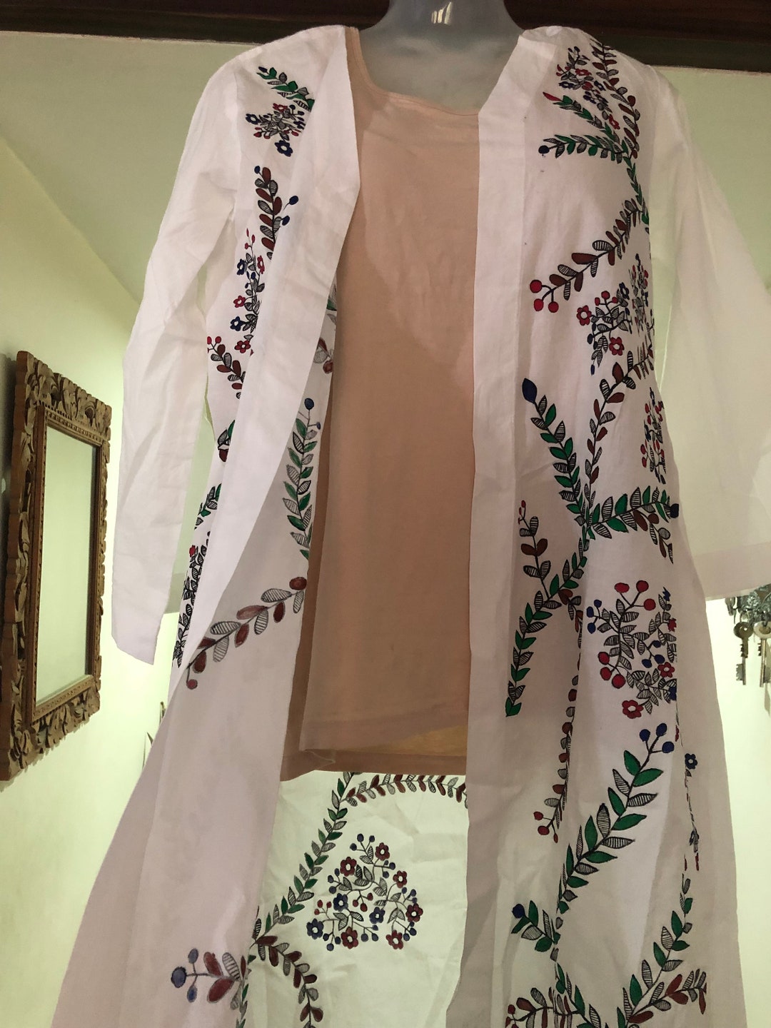 Indian Kimono Hand Painted Cardigan Ethnic Traditional Madhubani ...