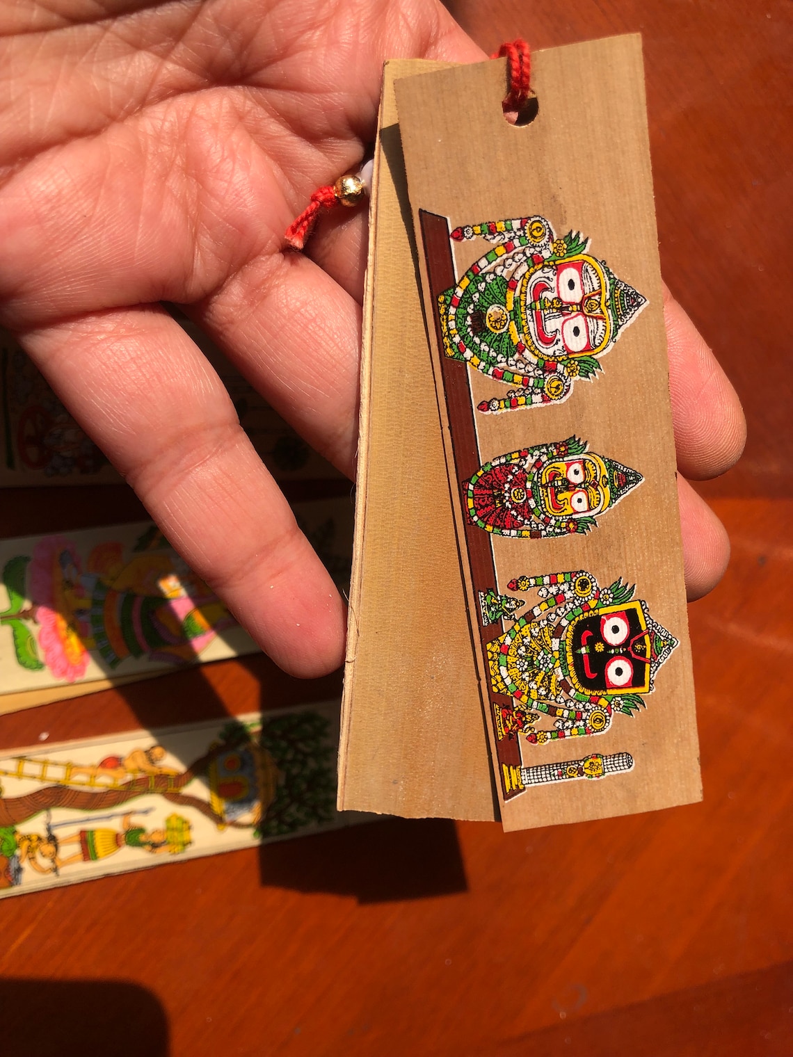 Palm Leaf Bookmark Set of 4 Small Colorful Hand Painted Indian Orissa ...