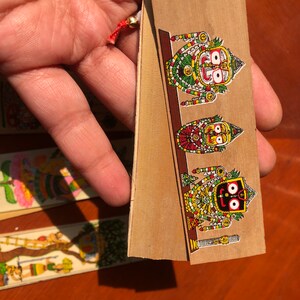 Palm Leaf Bookmark Set of 4 Small Colorful Hand Painted Indian Orissa ...