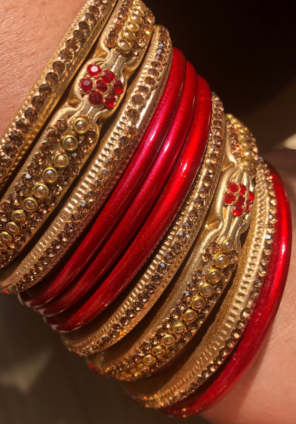 Set of 20 Red Chooda Bangles Indian Bridal Ethnic Traditional Made With ...