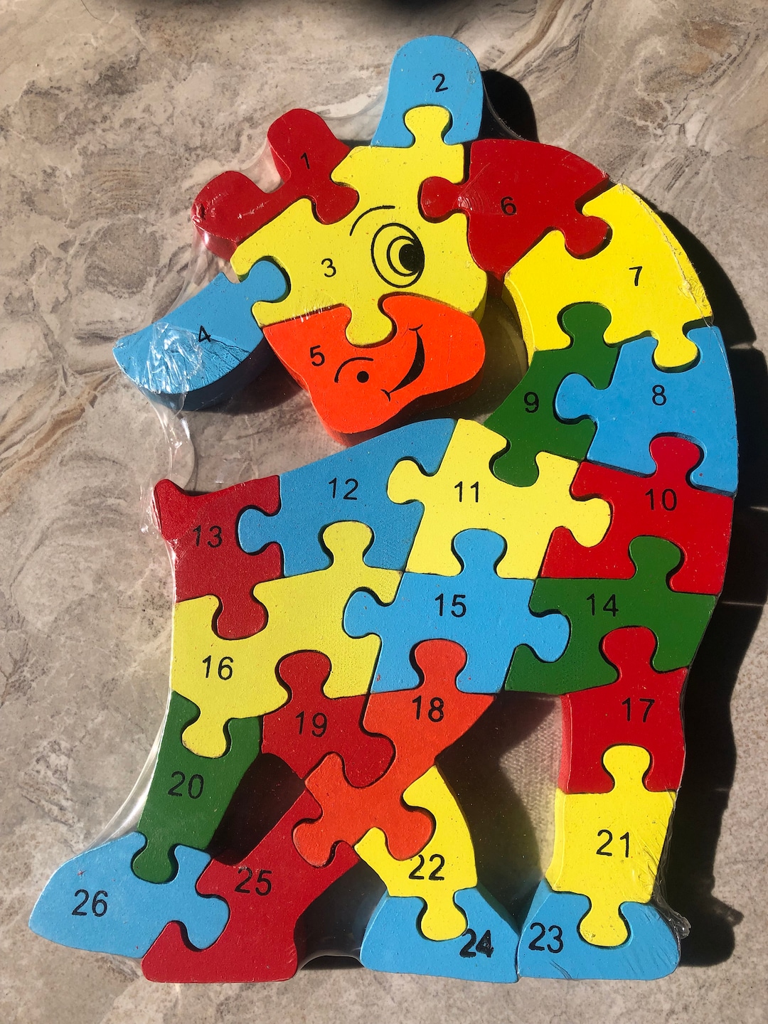 Channapatna Baby Giraffe Puzzle Alphabet Numbers Wooden Toddler Baby ...