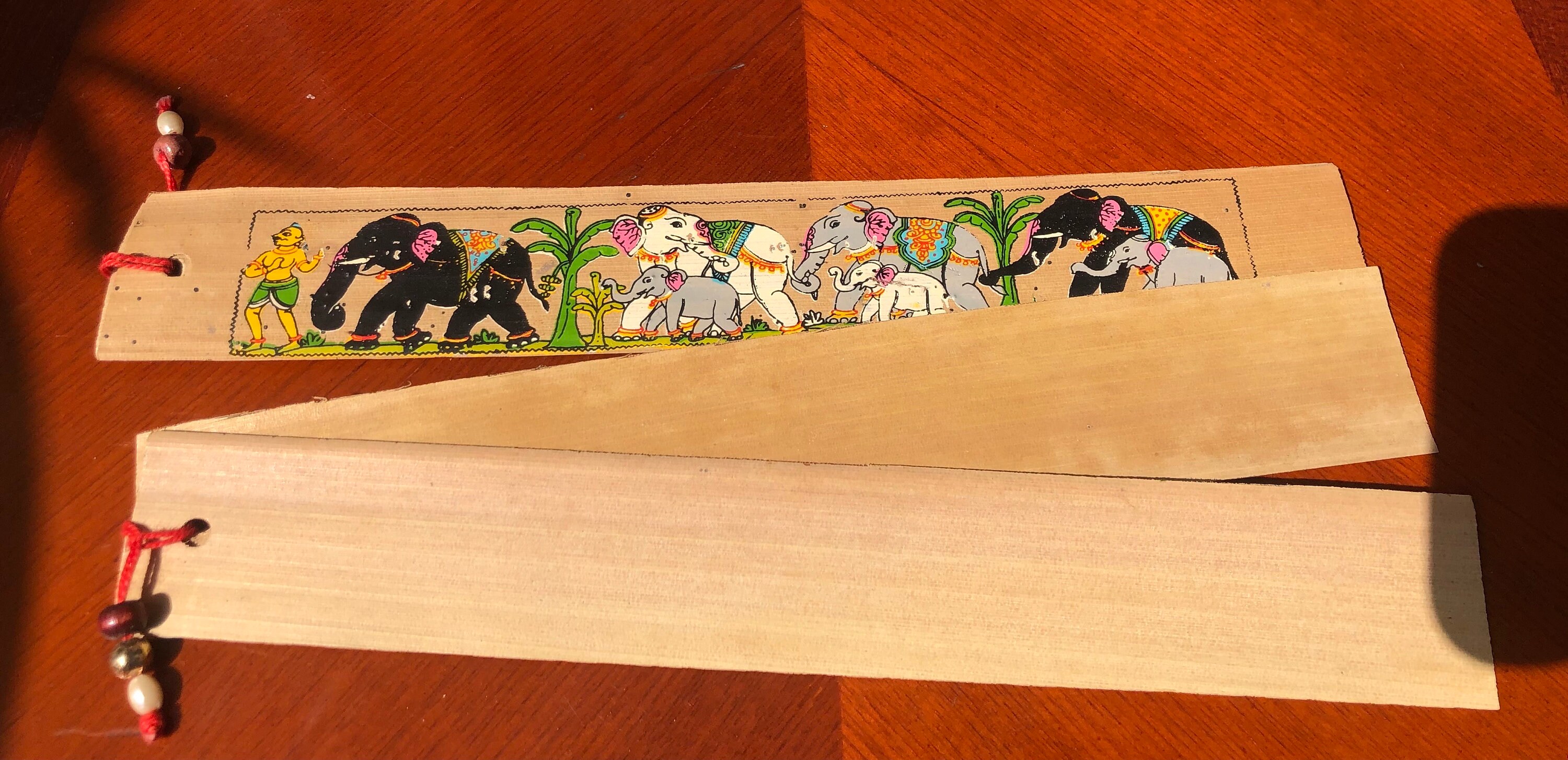 Palm Leaf Bookmark Set of 2 Colorful Hand Painted Indian Orissa Tala ...