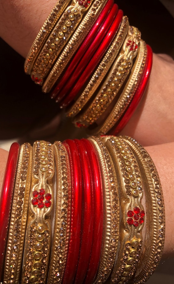 Set of 20 Red Chooda Bangles Indian Bridal Ethnic Traditional - Etsy
