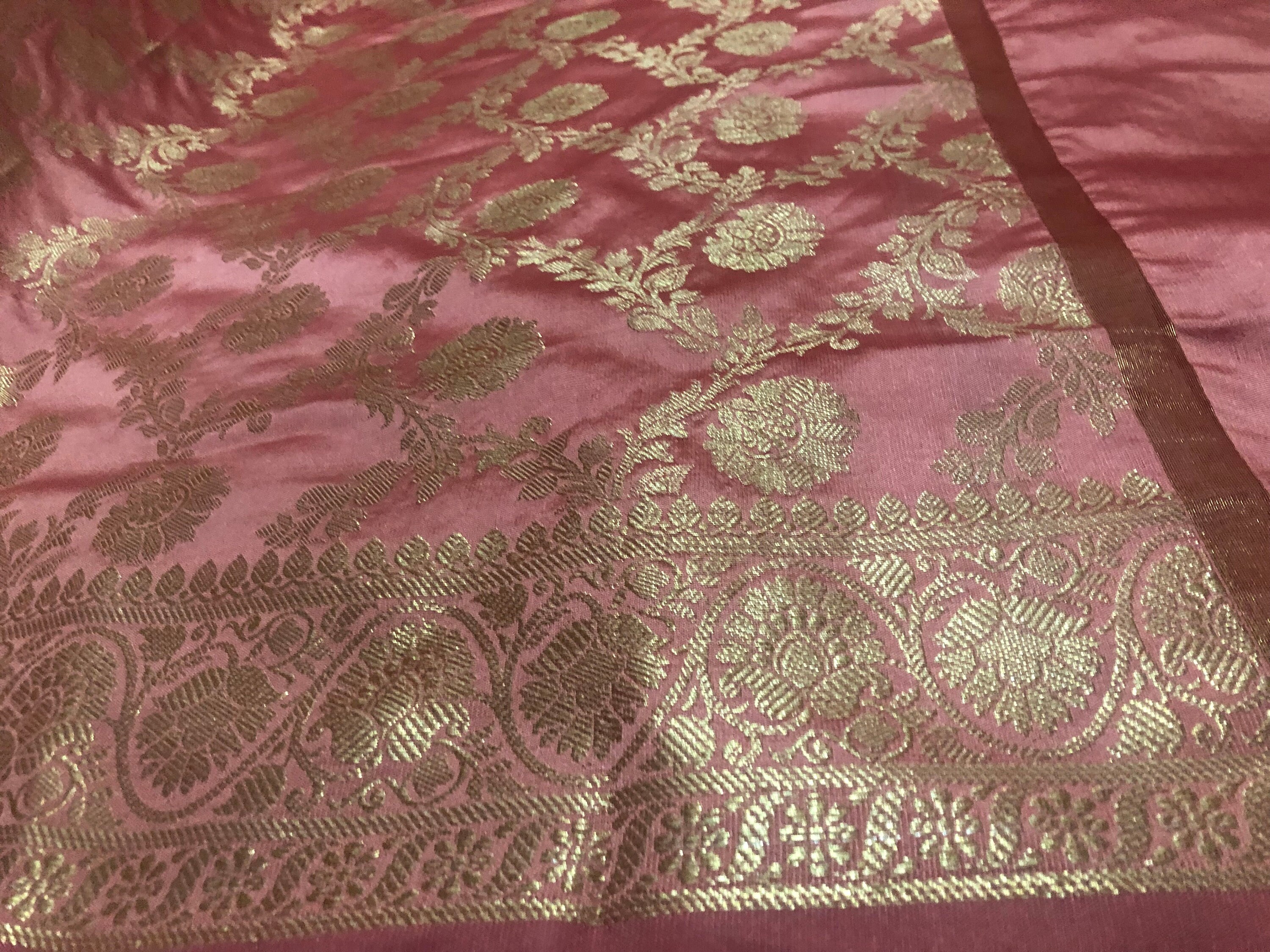 Pink Banarasi/banarsi Light Baby Pink Gold Dupatta Scarf Chunni Stole ...
