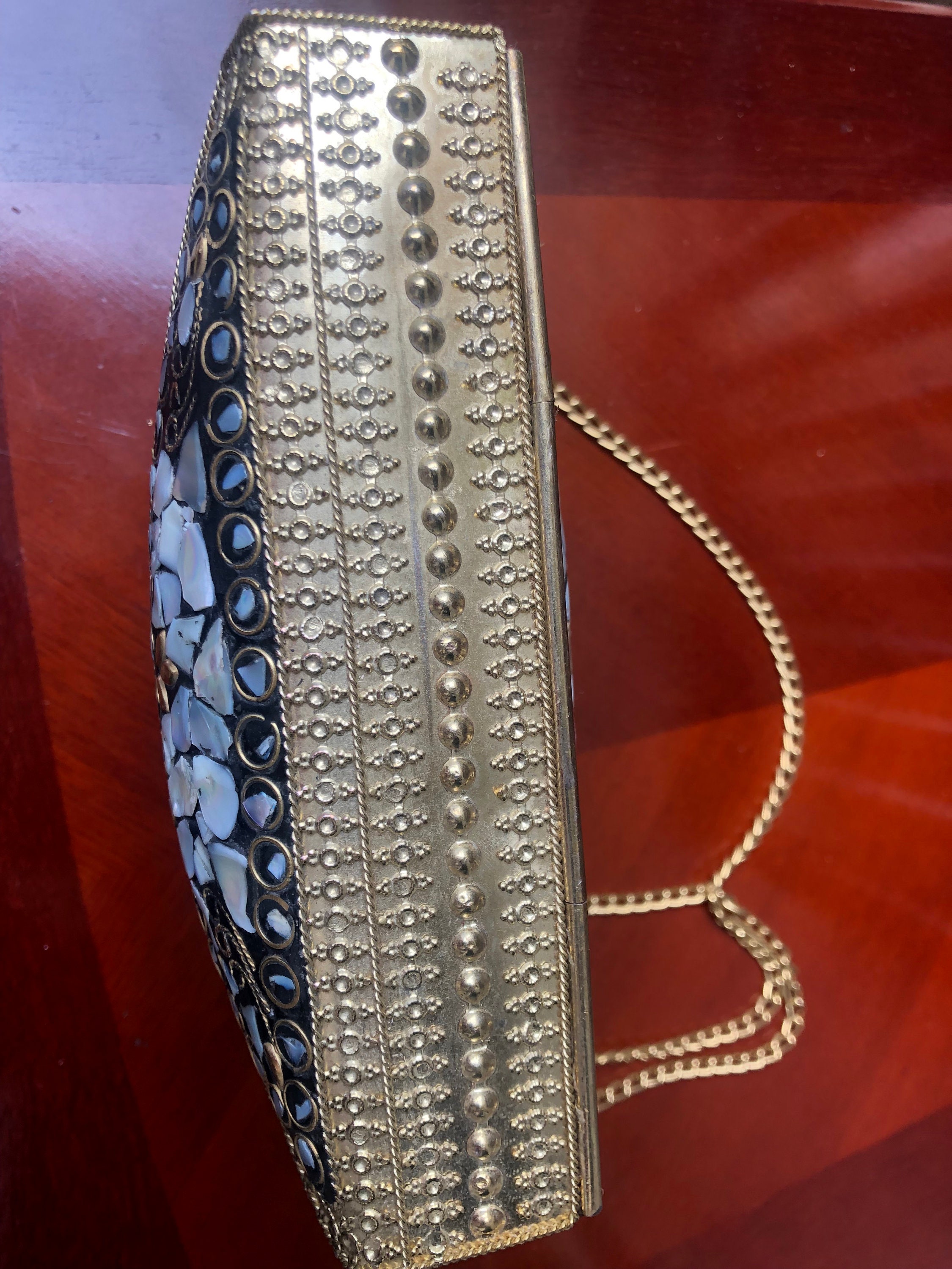 Metal Indian Purse Bag Ethnic Indian Metal Mosaic Gold/golden and ...