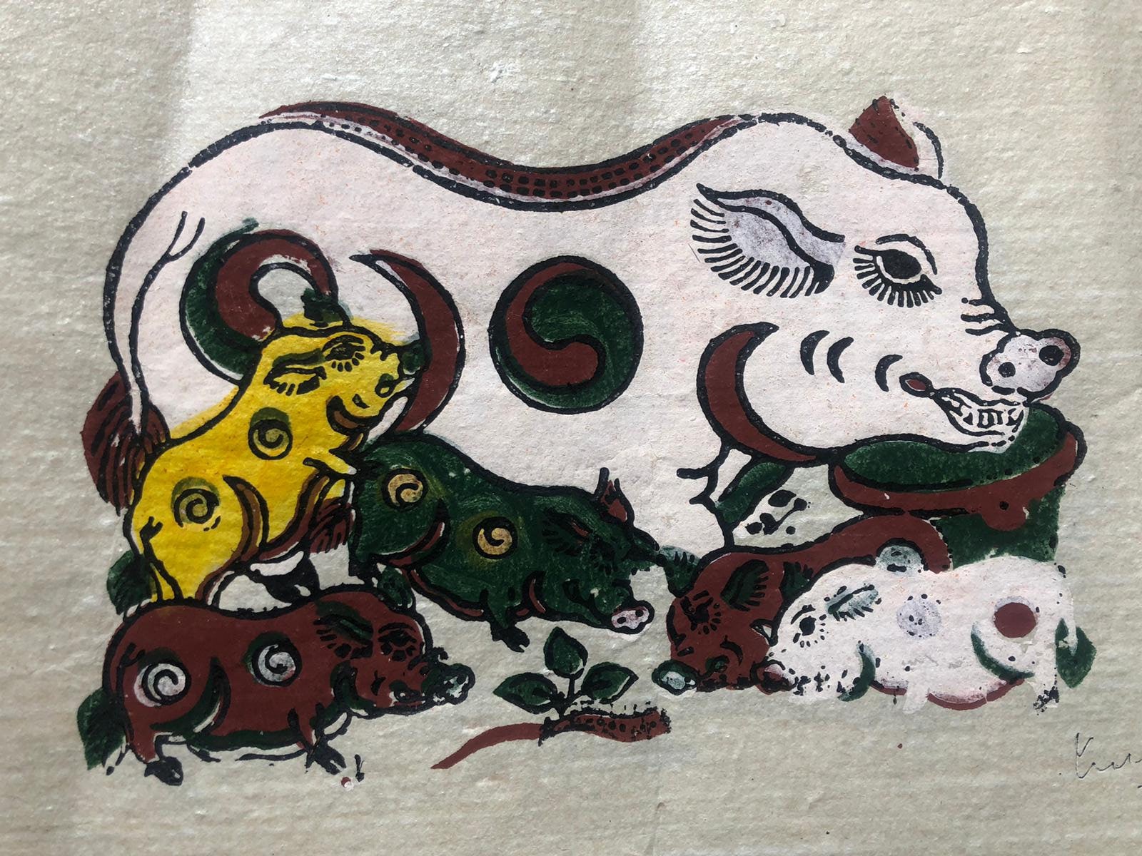 Vietnam Vietnamese Block Print Pig Traditional Vietnamese Handmade ...