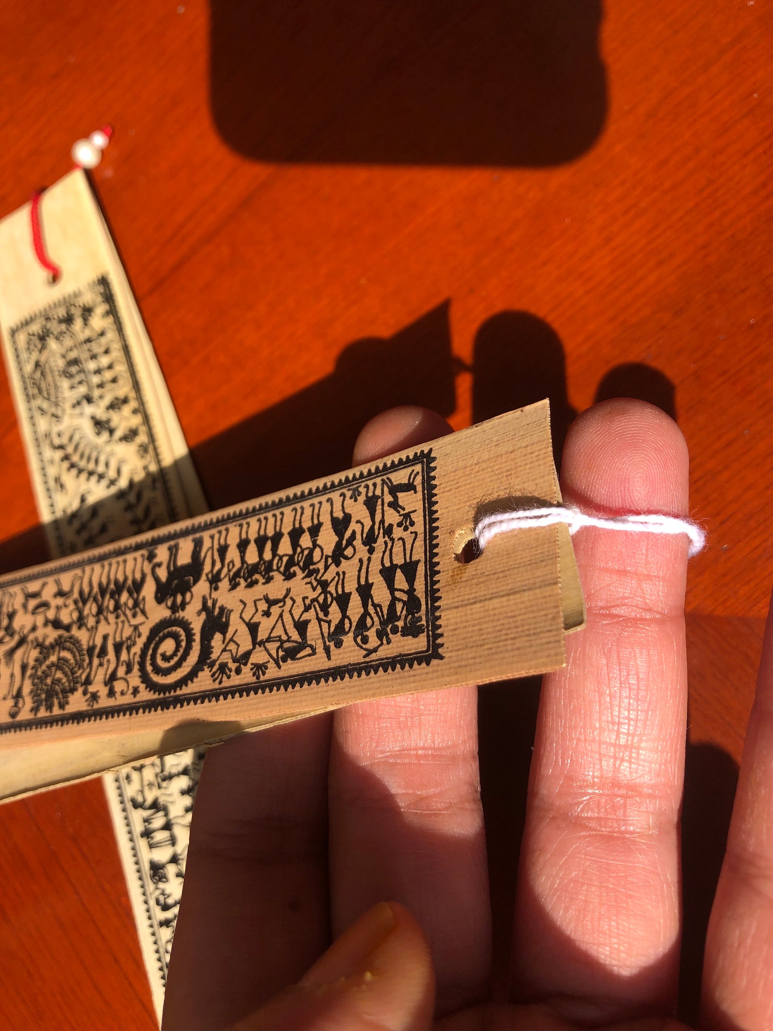 Palm Leaf Bookmark Set of 2 Warli Hand Painted Indian Orissa Tala ...