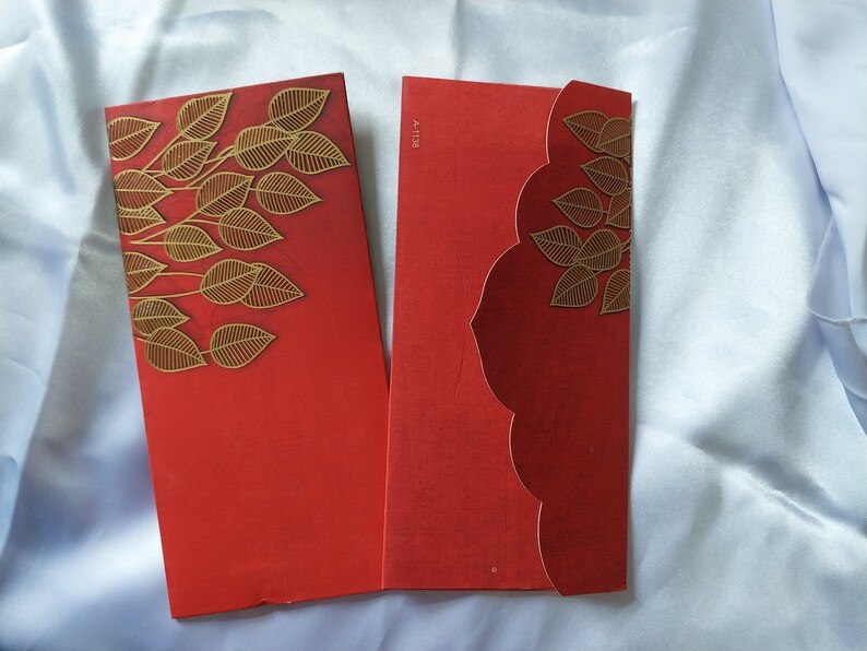 Shagun Envelopes Set of 10 Indian Leaf Red and Gold Shagun Cash ...
