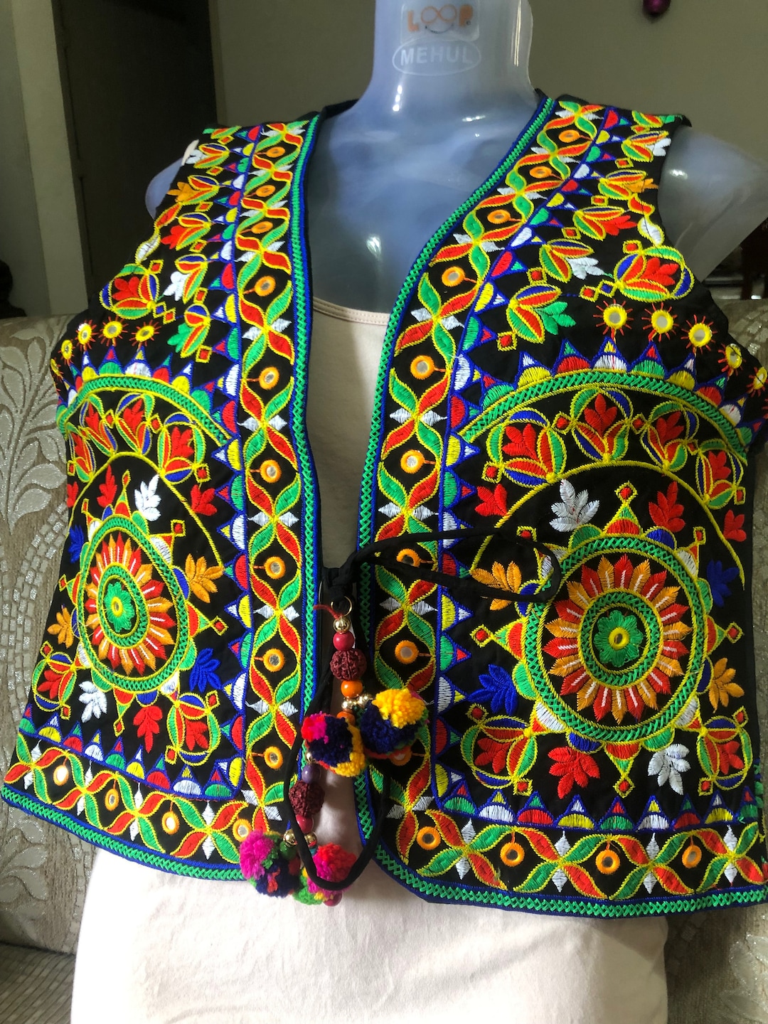 Mirror Work Embroidery Vest Waist Coat Traditional Ethnic Indian Hand ...