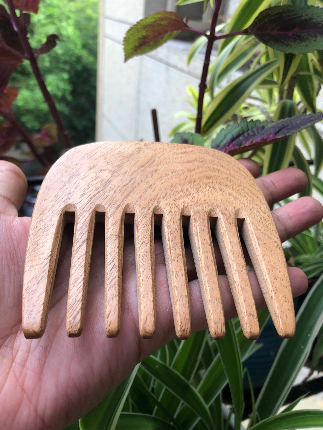 Neem Wood Hair Comb Brush Indian Traditional Style Hair Styling Curly ...
