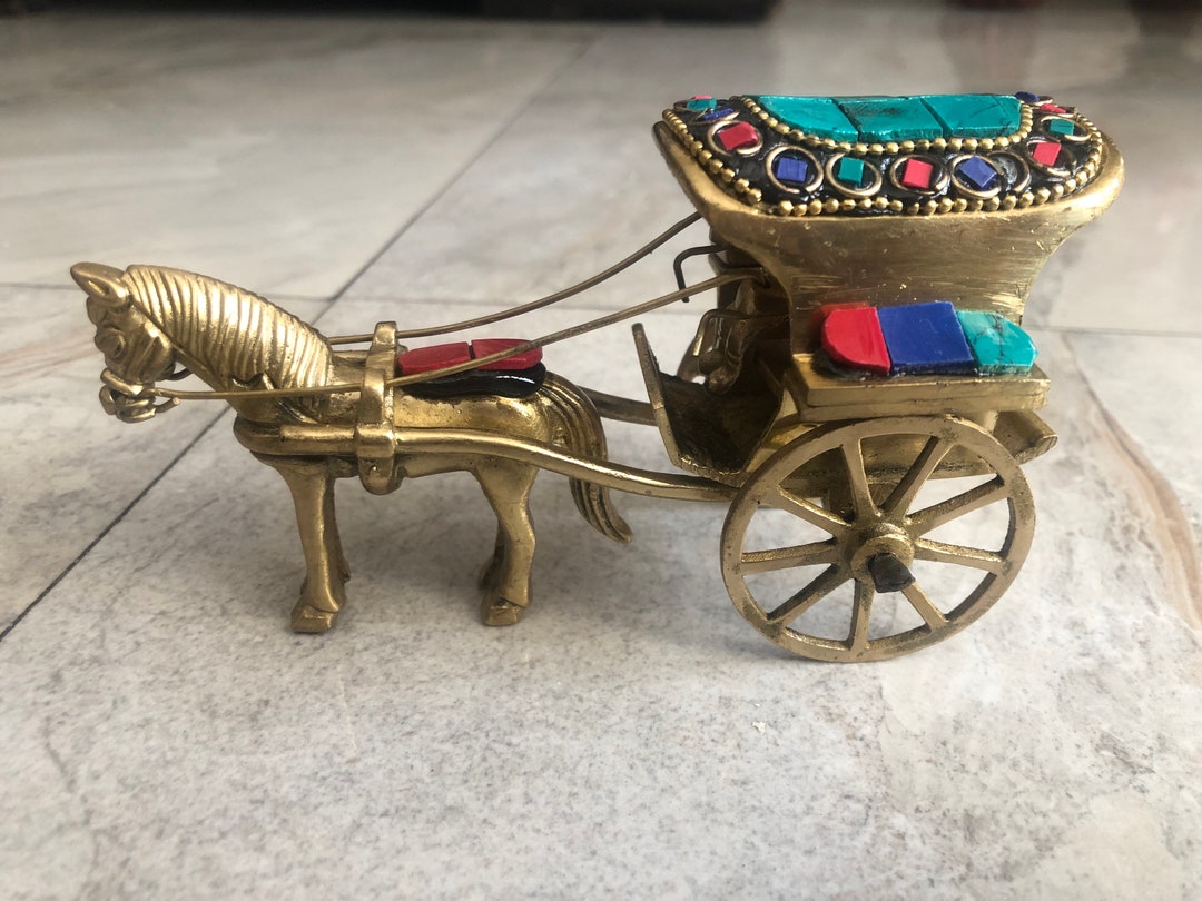 Indian Brass Horse Cart Bail Gaadi Brass With Stone Work Traditional ...
