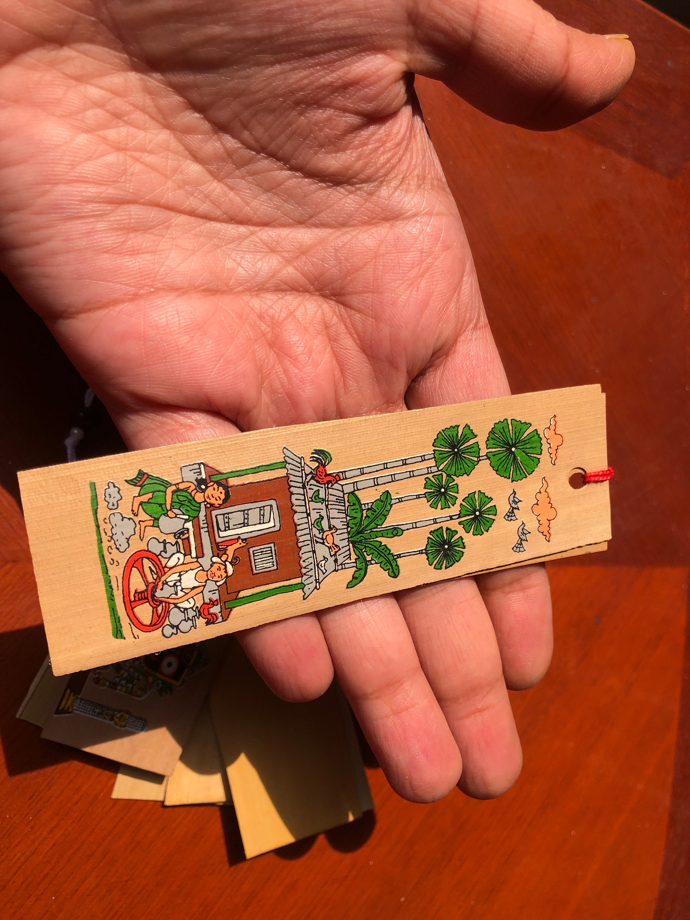 Palm Leaf Bookmark Set of 4 Small Colorful Hand Painted Indian Orissa ...