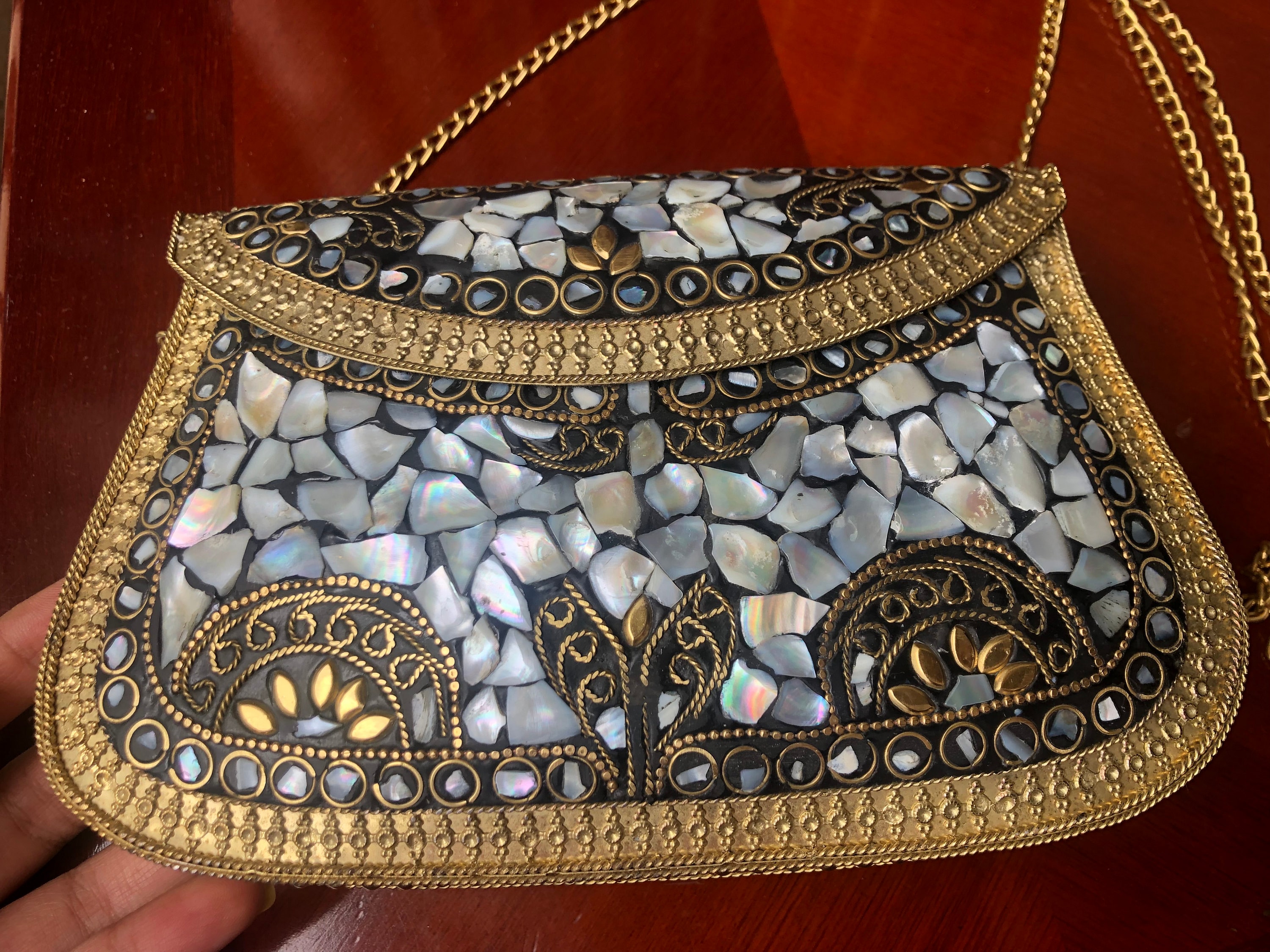 Metal Indian Purse Bag Ethnic Indian Metal Mosaic Gold/golden and ...
