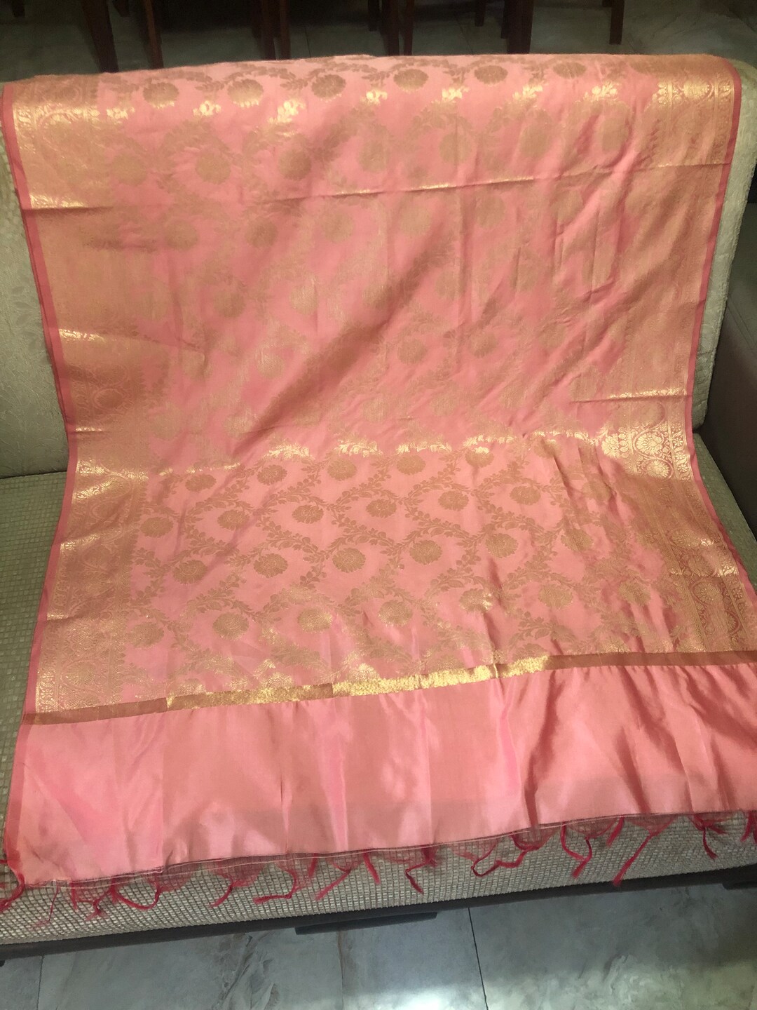 Pink Banarasi/banarsi Light Baby Pink Gold Dupatta Scarf Chunni Stole ...