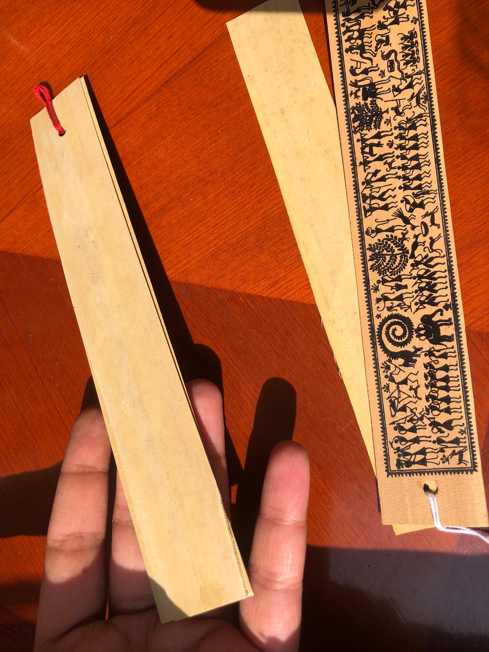 Palm Leaf Bookmark Set of 2 Warli Hand Painted Indian Orissa Tala ...