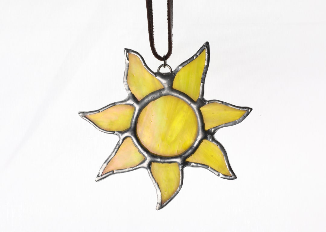 Yellow Sun Charm | Stained Glass Sun | Stained Glass Charm | Car Charm ...